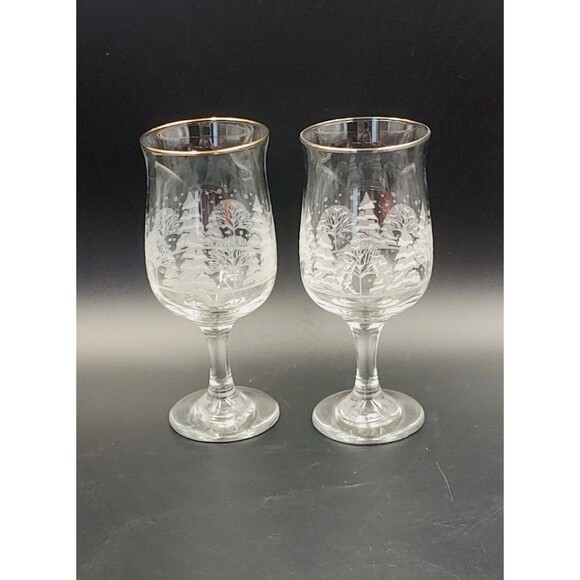 Libbey | Dining | 2 Vintage Libbey Arbys Water Goblet Winter Wonderland ...